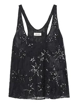 Zadig&Voltaire Tarysa Star-embellished Woven Top - Black
