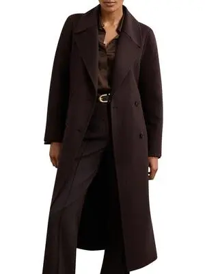 REISS Wool Blend Coat With Sash - Aubergine