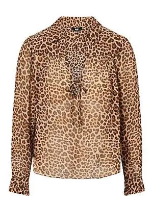 Paige Animal Print Silk Blouse - Natural Multi