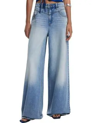 Desigual Shadow Pocket Wide-leg Jeans - Medium Blue