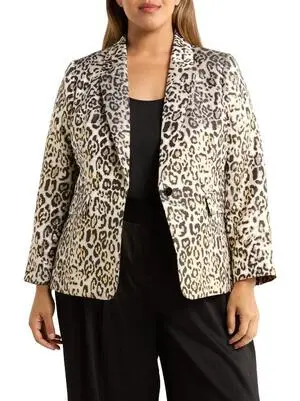 TAHARI ASL Leopard Metallic Blazer - Gold Leopard