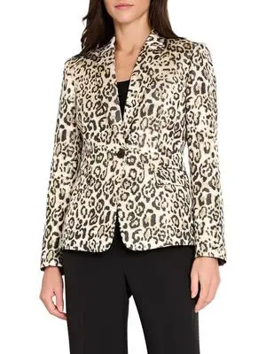 TAHARI ASL Leopard Print Metallic Blazer - Gold Leopard