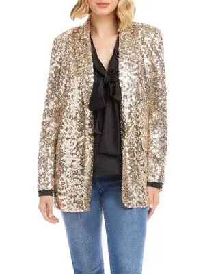Karen Kane Sequin Open Front Jacket - Champagne