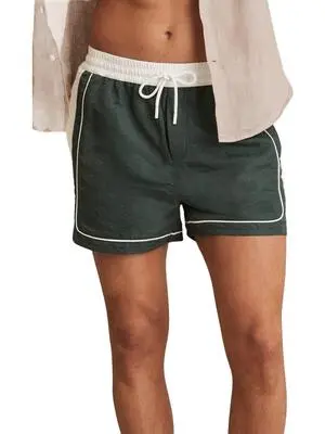 REISS Cano Swim Trunks - Dark Green/whit
