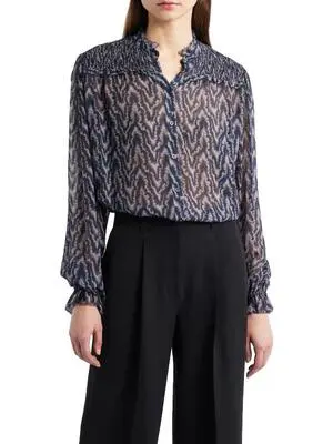 Hugo Boss Benvylla Chevron Print Shirt - Purple Multi