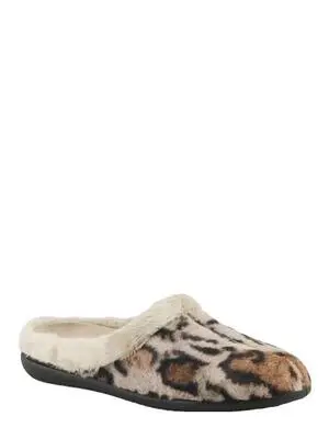 SPRING STEP SHOES Fairsky Faux Fur Scuff Slipper - Leopard Print