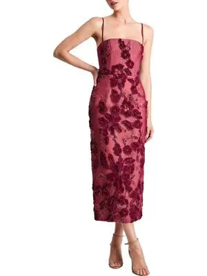 HELSI Gemma Beaded Floral Cocktail Dress - Merlot
