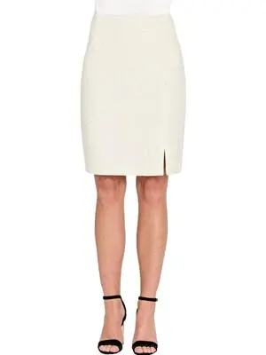 TAHARI ASL Sequin Bouclé Pencil Skirt - Vanilla