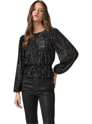 Paige Vilma Sequined Top - Black