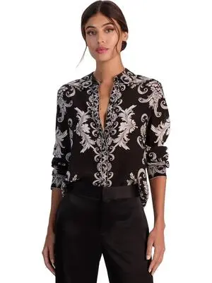 Alice + Olivia Willa Silk Blouse Natural