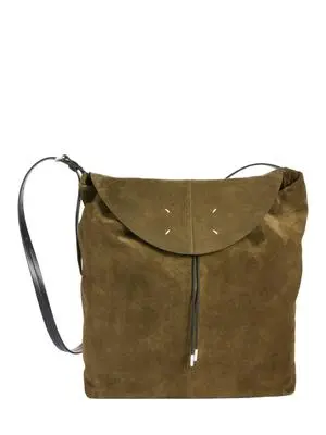 MAISON MARGIELA Small Suede Hobo Bag - Khaki/black/chestnut