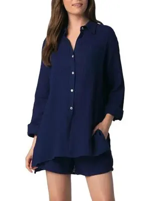 Helen Jon Island Cotton Shirt - Navy
