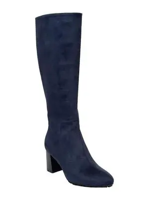 Aerosoles Brynn Block Heel Boot Navy Suede