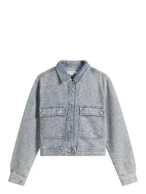 Good American Crystal Embellished Denim Jacket - Indigo