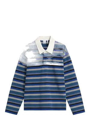 LE PERE Long Sleeve Rugby Polo Shirt - Jouvet Stripe