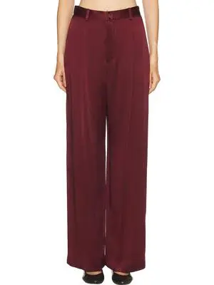 Lapointe Satin Relaxed Pleat Pant - Crimson