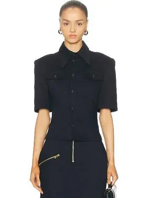 WILLY CHAVARRIA Willy Chavarria Cropped Twill Shirt Navy
