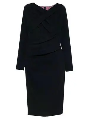 Talbot Runhof Draped Long-sleeve Dress - Black