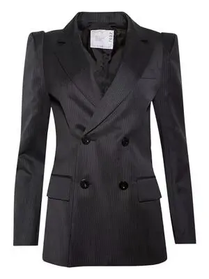 Sacai Pinstripe Double-breasted Blazer - Black
