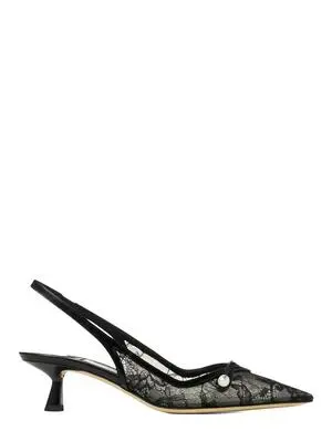 JIMMY CHOO 45 Mm Amita Lace-embellished Slingback Pumps - Black