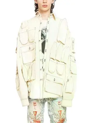 WHO DECIDES WAR BY EV BRAVADO Pocket-detail Jacket - White