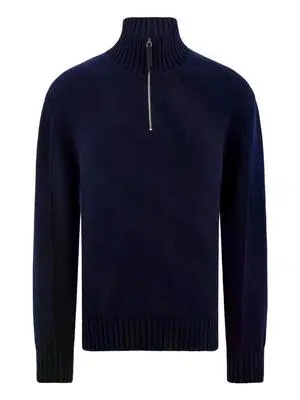 FERRAGAMO Ribbed High Neck Pullover - Blue