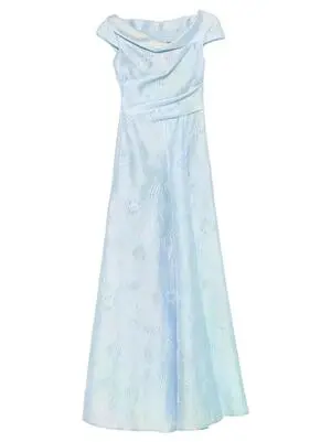 Talbot Runhof Floral Pattern Floor-length Dress - Blue