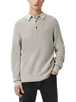 ALLSAINTS Aspen Long-sleeve Polo Shirt - Grey