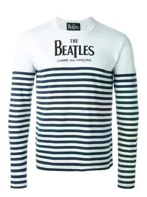 Comme Des Garçons Striped Longsleeved T-shirt - White