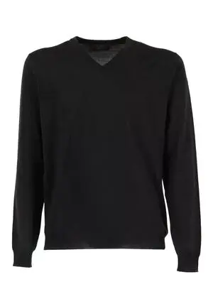 ZANONE V-neck Fine Knit Sweater - Black
