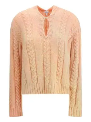 Loewe Cable-knit V-neck Sweater - Pink