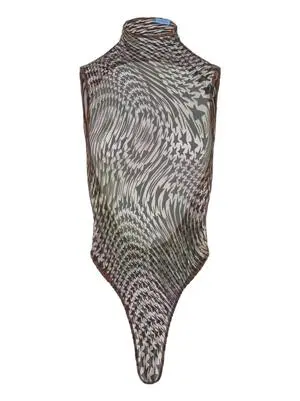 MUGLER Patterned High-Neck Bodysuit