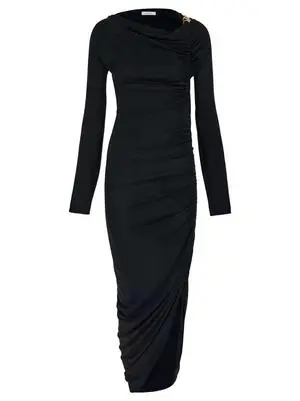FERRAGAMO Boat-neck Ruched Asymmetric Dress - Black