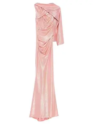 Talbot Runhof Draped One-shoulder Gown - Pink