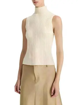 Vince Sleeveless Turtleneck Top - Neutrals