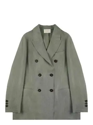 SLOWEAR Double-breasted Linen Jacket - Green