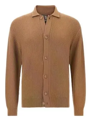 Boggi Milano Ribbed-knit Buttoned Cardigan - Brown