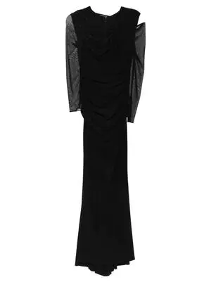 Talbot Runhof Ruched Mesh Dress - Black