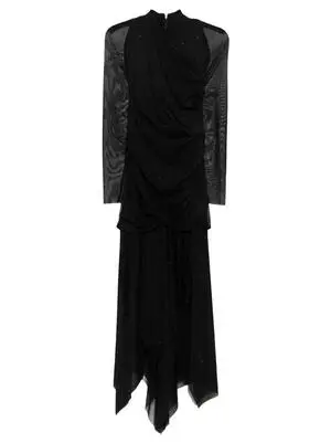 Talbot Runhof Draped Long-sleeve Dress - Black