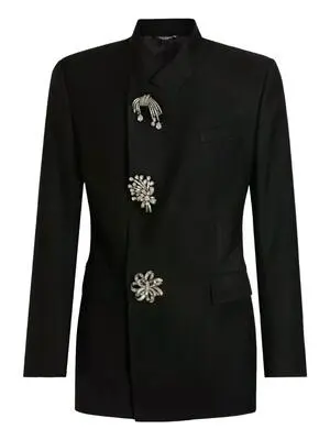 Dolce & Gabbana Crystal-embellished Double-breasted Jacket - Black