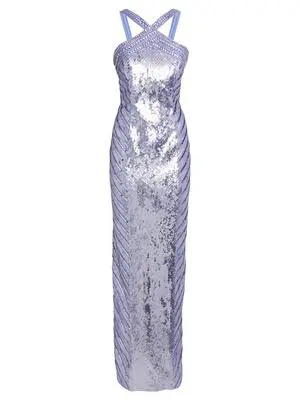Pamella Roland Sequinned Embellished Halterneck Gown - Blue