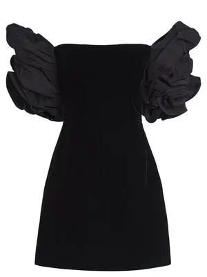 Carolina Herrera Stretch-velvet Rosette Mini Dress - Black
