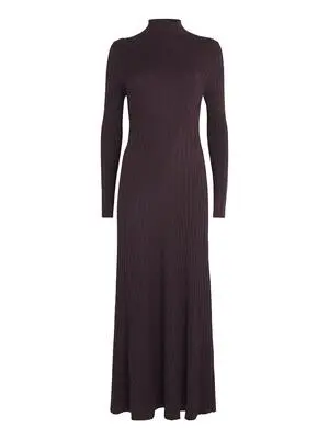 ELEVENTY Wool-Silk Rib-Knit Maxi Dress