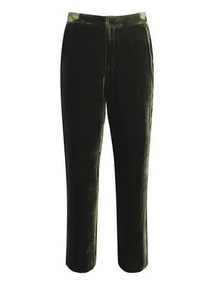L'Agence Velvet Straight Leg Trousers - Green