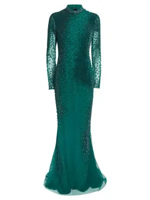 GEORGES HOBEIKA Silk-Blend Beaded Gown