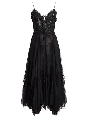 Ralph Lauren Embroidered Quinn Cocktail Dress - Black