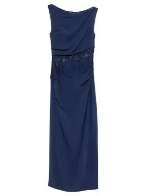 Talbot Runhof Lace-panel Draped Dress - Blue