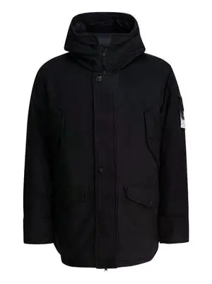 Stone Island David-tc Ghost Hooded Coat With Pockets - Black