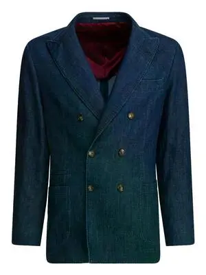 Brunello Cucinelli Double-breasted Coat With Pockets - Blue