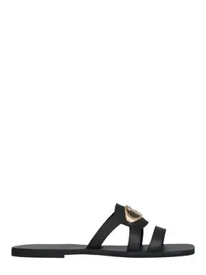 Liu Jo Logo Plaque Leather Sandals - Black